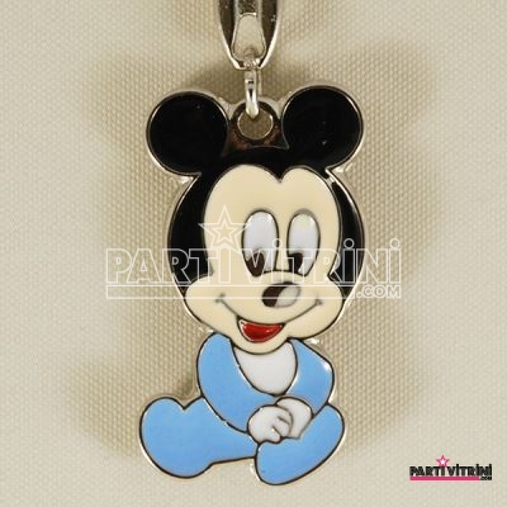 Bebek Mickey Mouse Figürlü Mavi Metal Anahtarlık