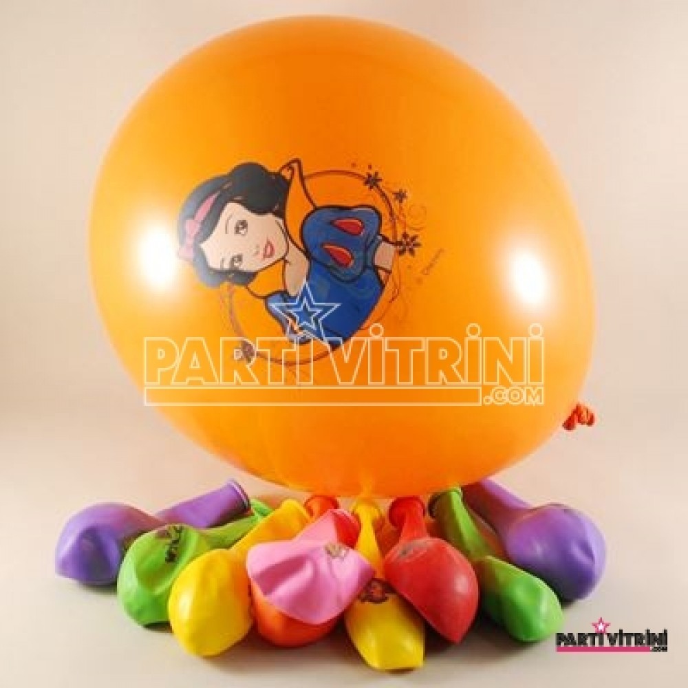 Prensesler Resimli Renkli 12 li Balon Seti