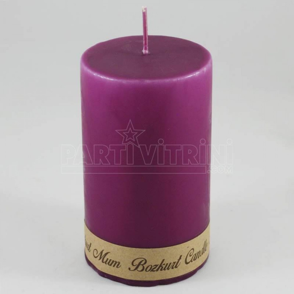 Mor Renk Kütük Mum 12 Cm
