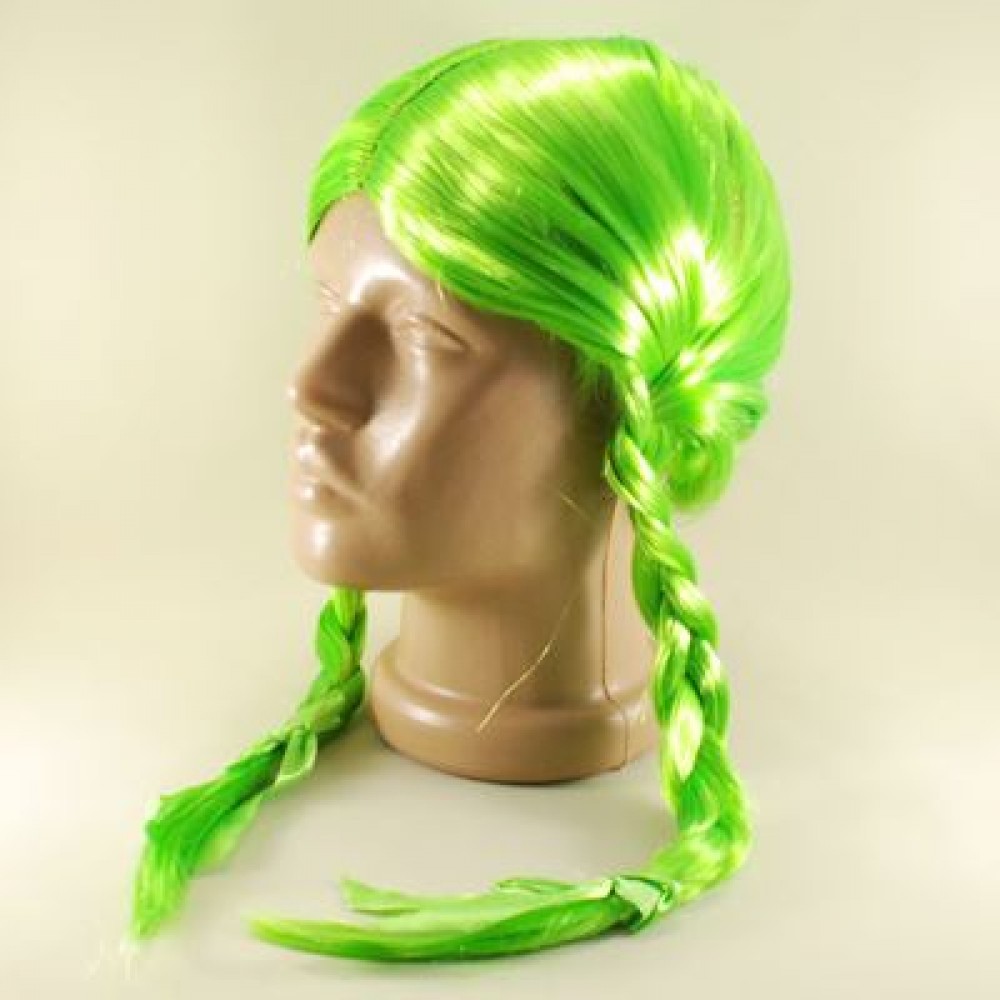 Yeşil Renkli İki Yandan Örgülü Saç Peruk