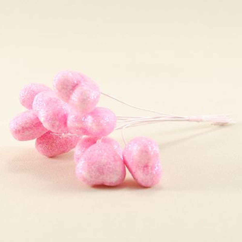 Simli Pembe Kalp Sunum Telleri 10 Adet